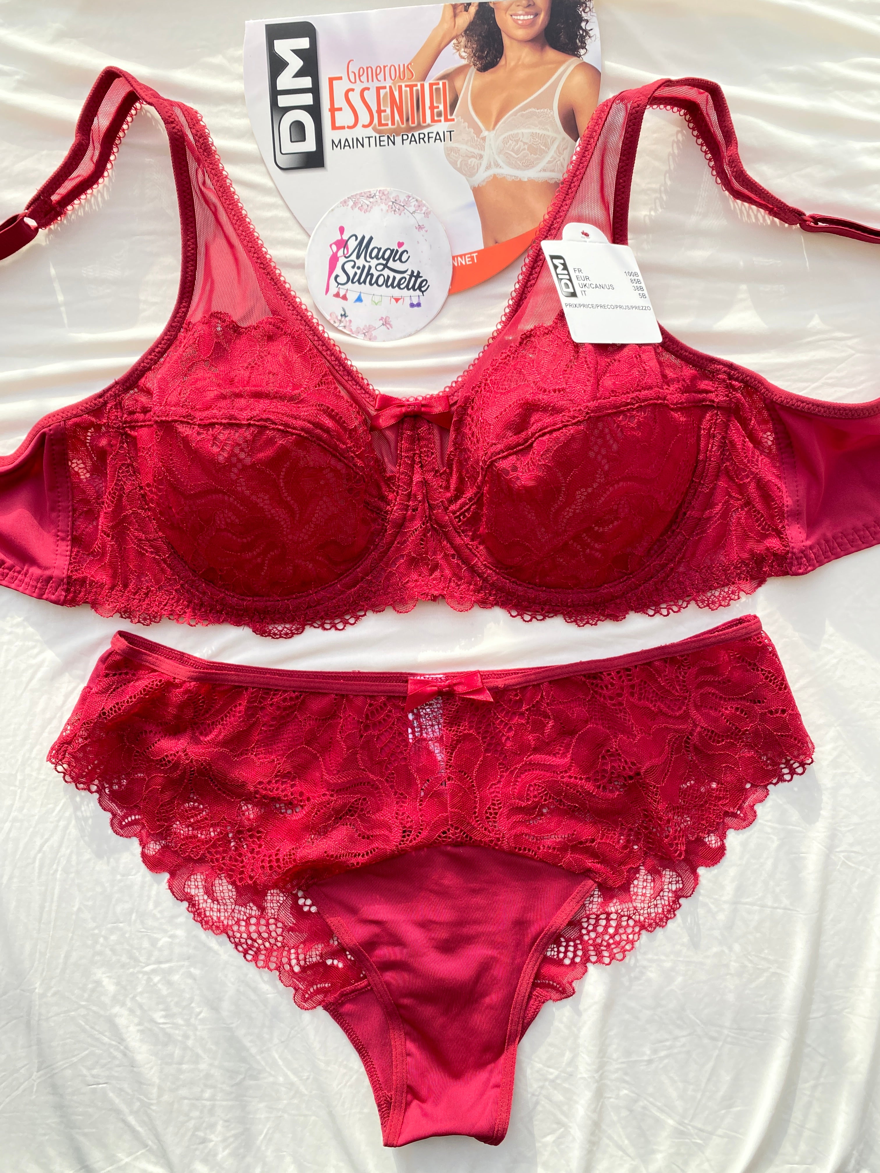 Ensemble Emboitant Marque DIM Generous Dentelle Rouge Algerie – Magic ...